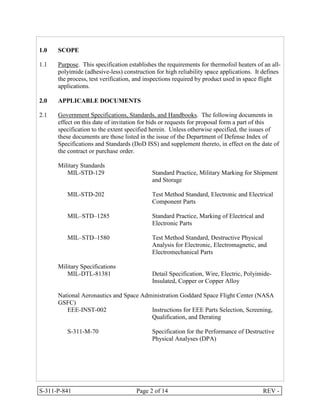 General Specification for Thermofoil Heater, All-Polyimide, Space ...