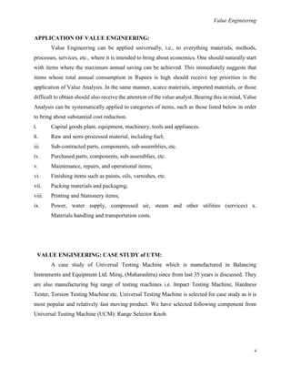 Concept of Value Engineering with Case Study | PDF