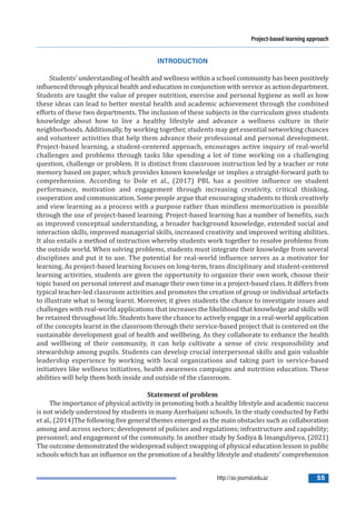 PROJECT-BASED LEARNING APPROACH: EXPLORING INFLUENCE OF STUDENTS’ SERVICELEARNING PROJECT ON ...