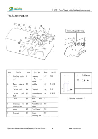 S c45 auto taped radial lead cutting machine user manual | PDF