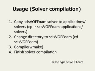 Setting and Usage of OpenFOAM multiphase solver (S-CLSVOF) | PDF