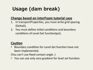 Setting and Usage of OpenFOAM multiphase solver (S-CLSVOF) | PDF