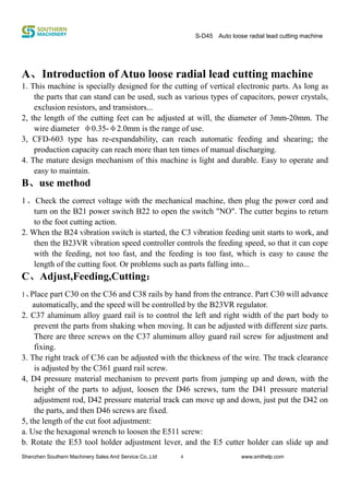 S d45 auto loose radial lead cutting machine user manual | PDF