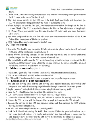 S d45 auto loose radial lead cutting machine user manual | PDF