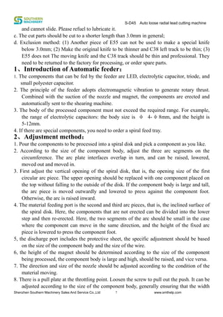 S d45 auto loose radial lead cutting machine user manual | PDF