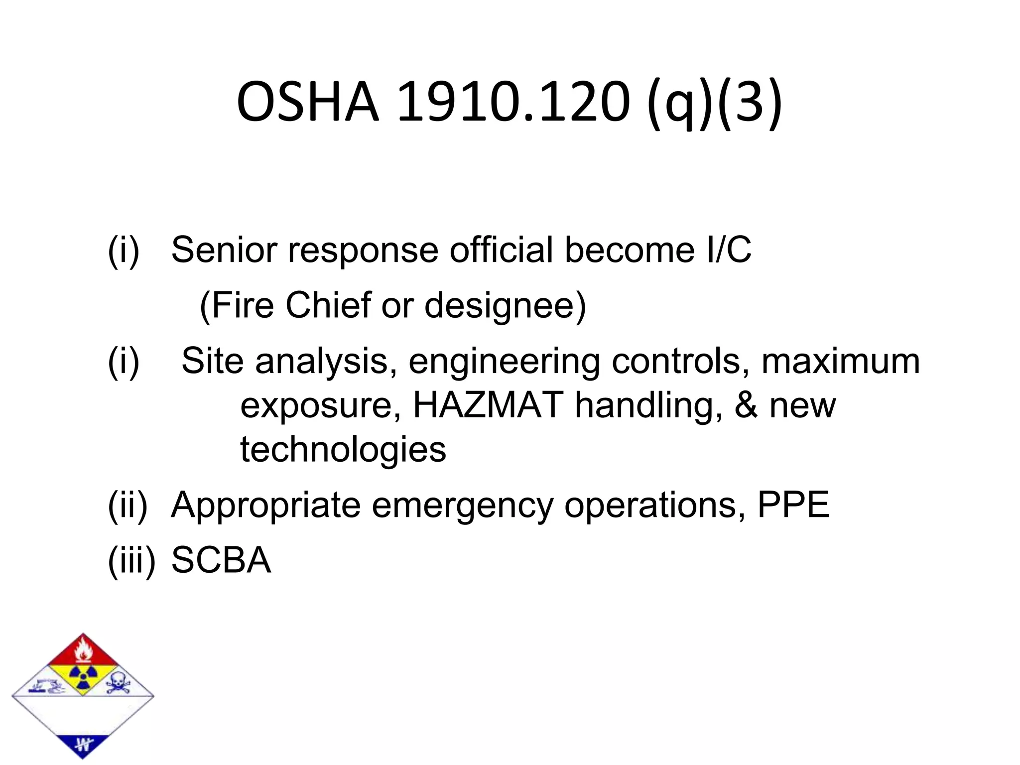 HAZMAT TECHNICIAN INCIDENT MANAGEMENT NFPA COMPLIANT | PPT