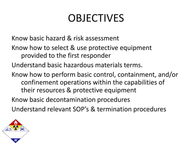HAZMAT FIRST RESPONDER OPERATIONS NFPA COMPLIANT | PPTX