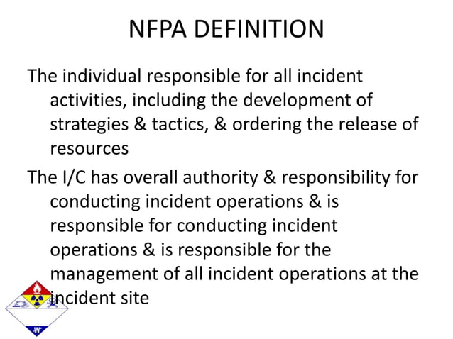 HAZMAT INCIDENT COMMAND NFPA COMLIANT | PPT