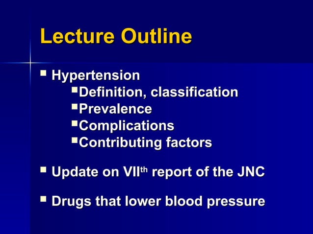 Hypertension outline Hypertension Definition, classification Prevalence ...