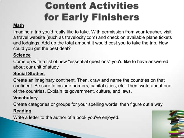 What Do I Do When They Finish Work Early? | PPTX | Homework and Study ...