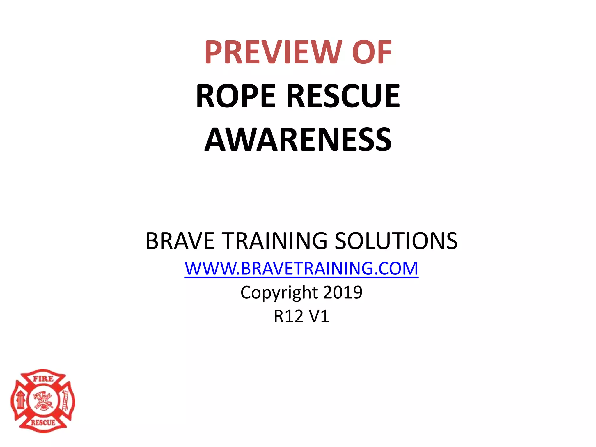 ROPE RESCUE AWARENESS NFPA COMPLIANT | PPTX