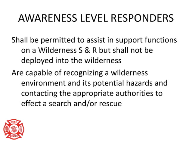 WILDERNESS SEARCH & RESCUE AWARENESS NFPA CPMPLIANT | PPTX | Business ...