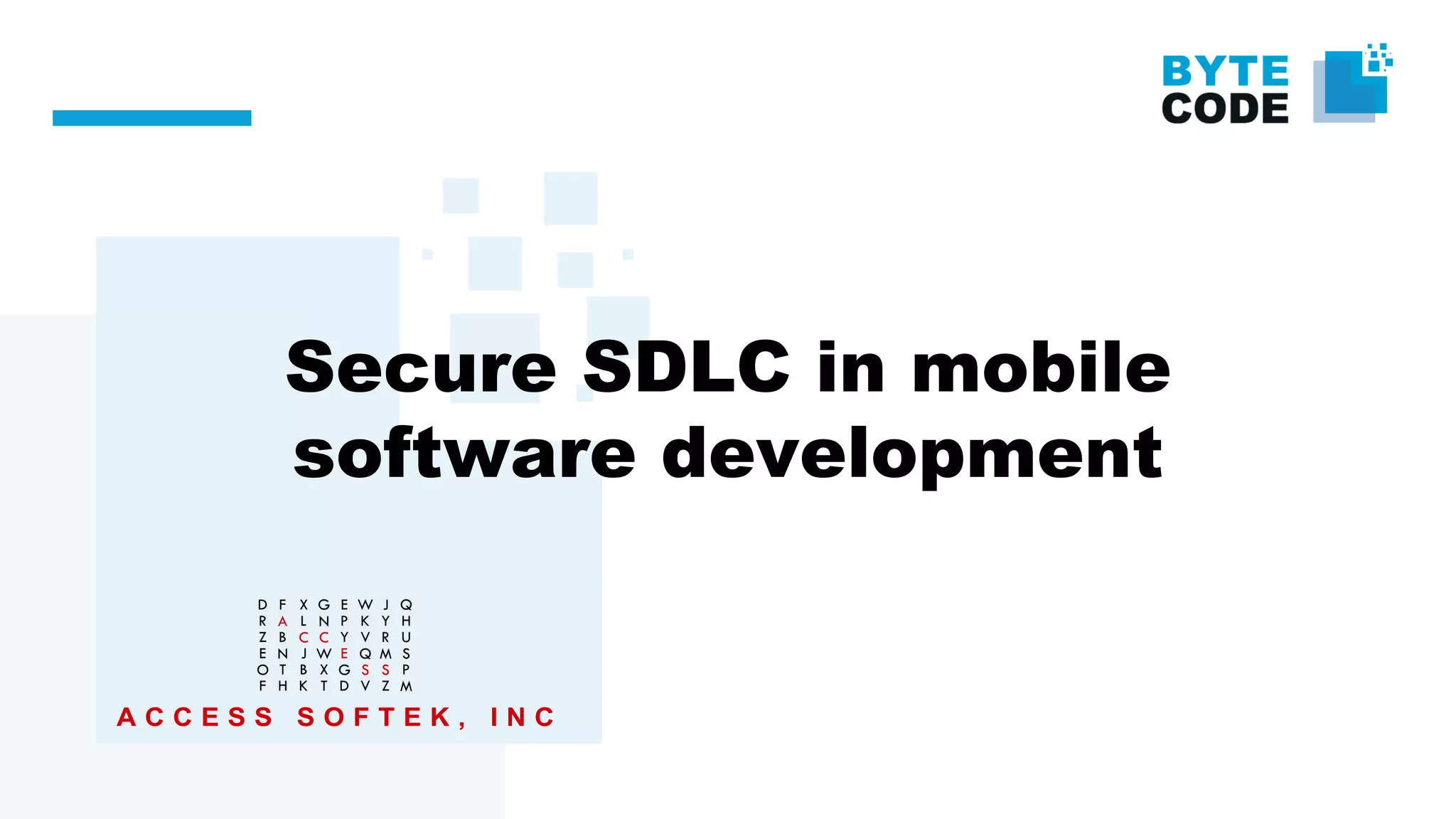 Secure SDLC in mobile software development. | PPT