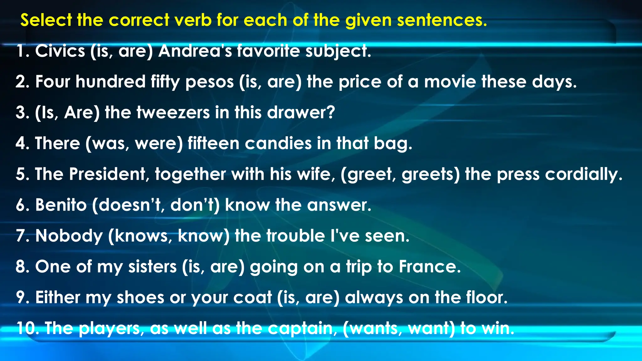 EAPP_LESSON -REVIEW ON SUBJECT-VERB AGREEMENT | PPTX