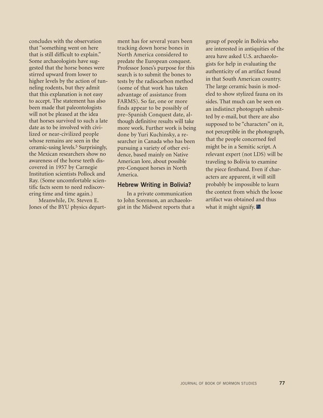 Were Ancient Americans Familiar with Real Horses? - JOURNAL OF BOOK OF ...