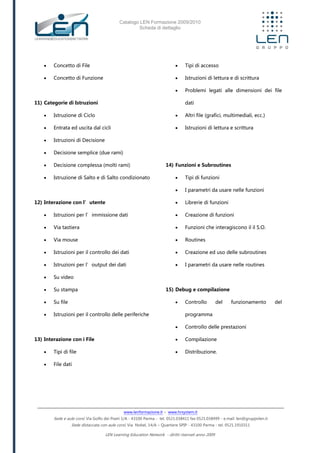 Introduzione alla programmazione - Scheda corso LEN | PDF | Programming Languages | Computing