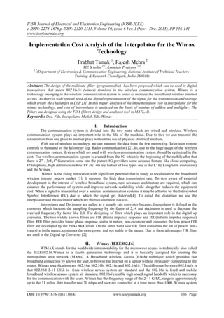 Implementation Cost Analysis of the Interpolator for the Wimax Technology | PDF