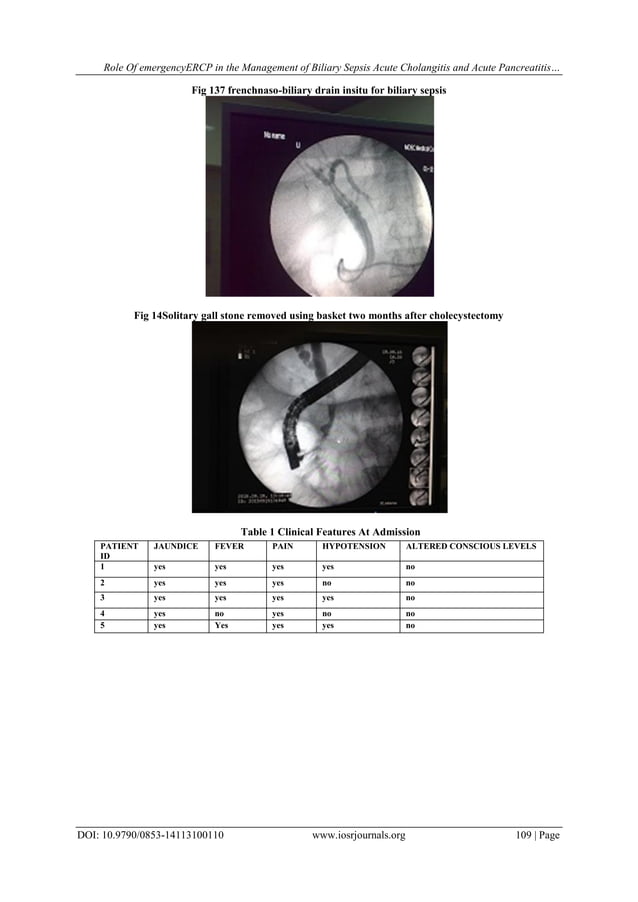 Role Of Emergency ERCP in the Management of Biliary Sepsis Acute ...