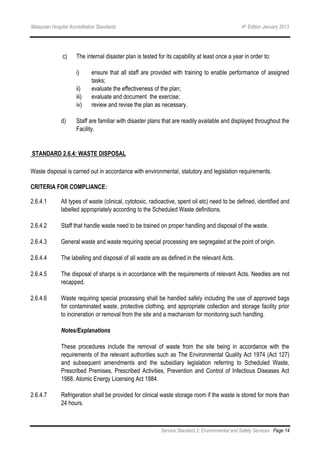 MSQH 4th Edition: Standard 2- Environment and Safety Services | PDF