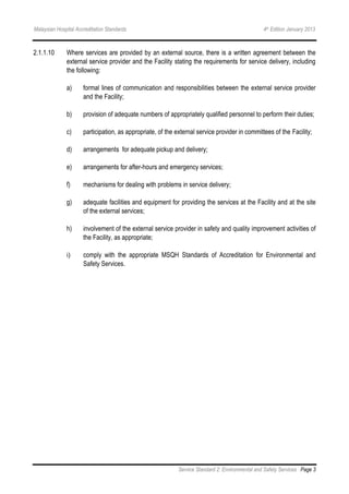 MSQH 4th Edition: Standard 2- Environment and Safety Services | PDF