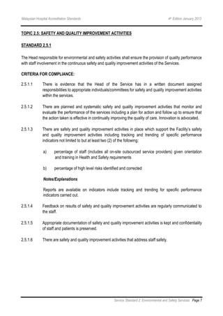 MSQH 4th Edition: Standard 2- Environment and Safety Services | PDF