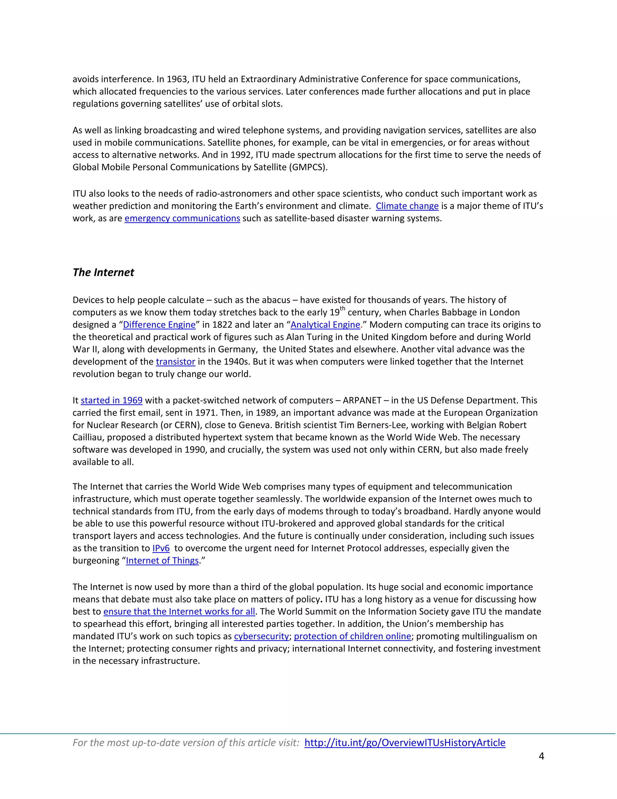 Overview of ITU’s History | PDF