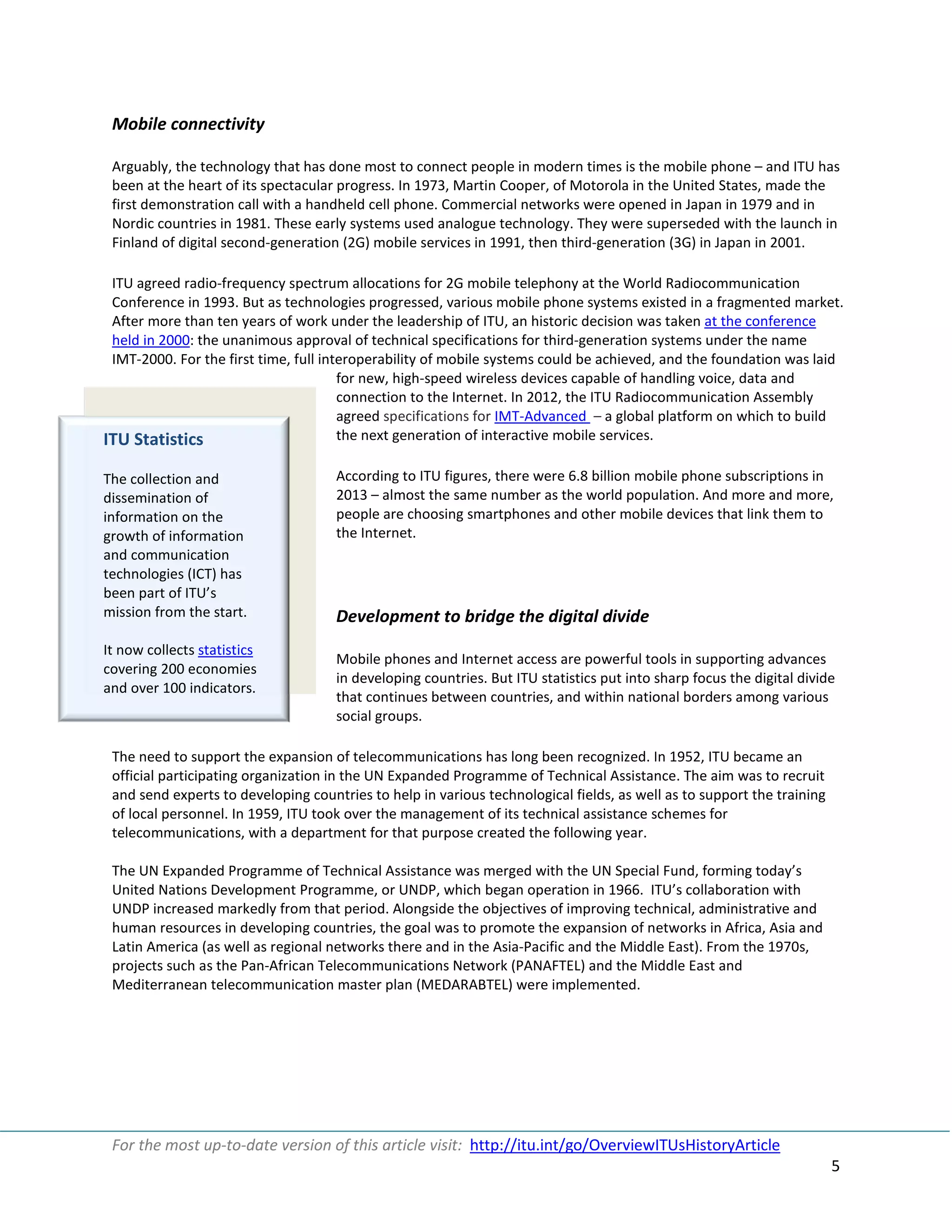 Overview of ITU’s History | PDF