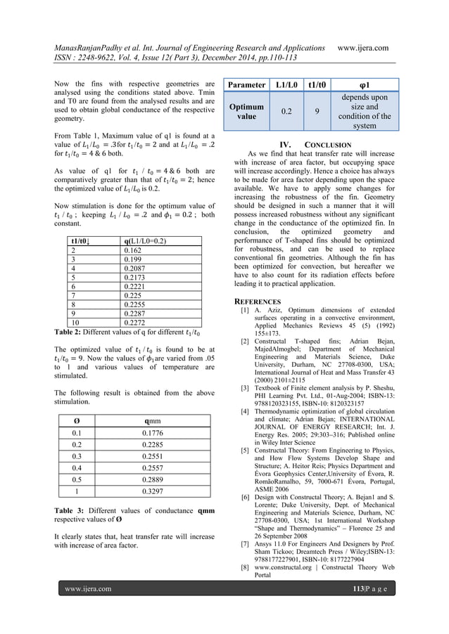 Optimization of “T”-Shaped Fins Geometry Using Constructal Theory and “FEA” Concepts | PDF