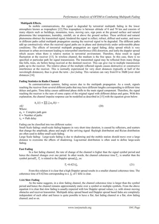 Performance Analysis of OFDM in Combating Multipath Fading | PDF