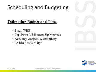 S07 Scheduling and Budgeting | PPTX | Business | Business and Finance