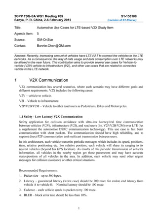 Automotive Use Cases for LTE-based V2X Study Item | DOC
