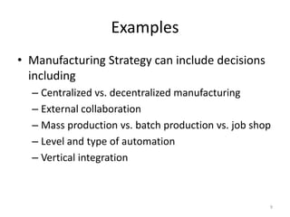 manufacturing strategy developments discussion | PDF