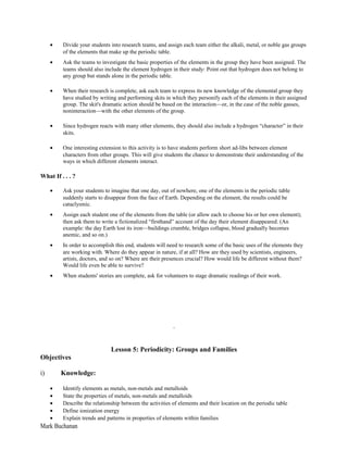 S1 2 - chemistry and periodic table unit plan | DOC