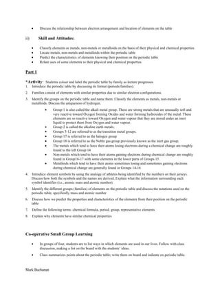 S1 2 - chemistry and periodic table unit plan | DOC