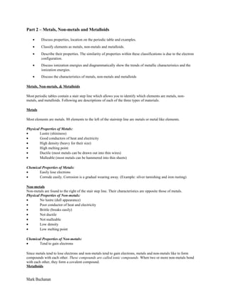 S1 2 - chemistry and periodic table unit plan | DOC