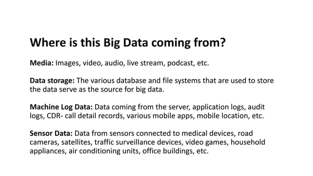 Big Data Ecosystem presentation on the introduction | PDF
