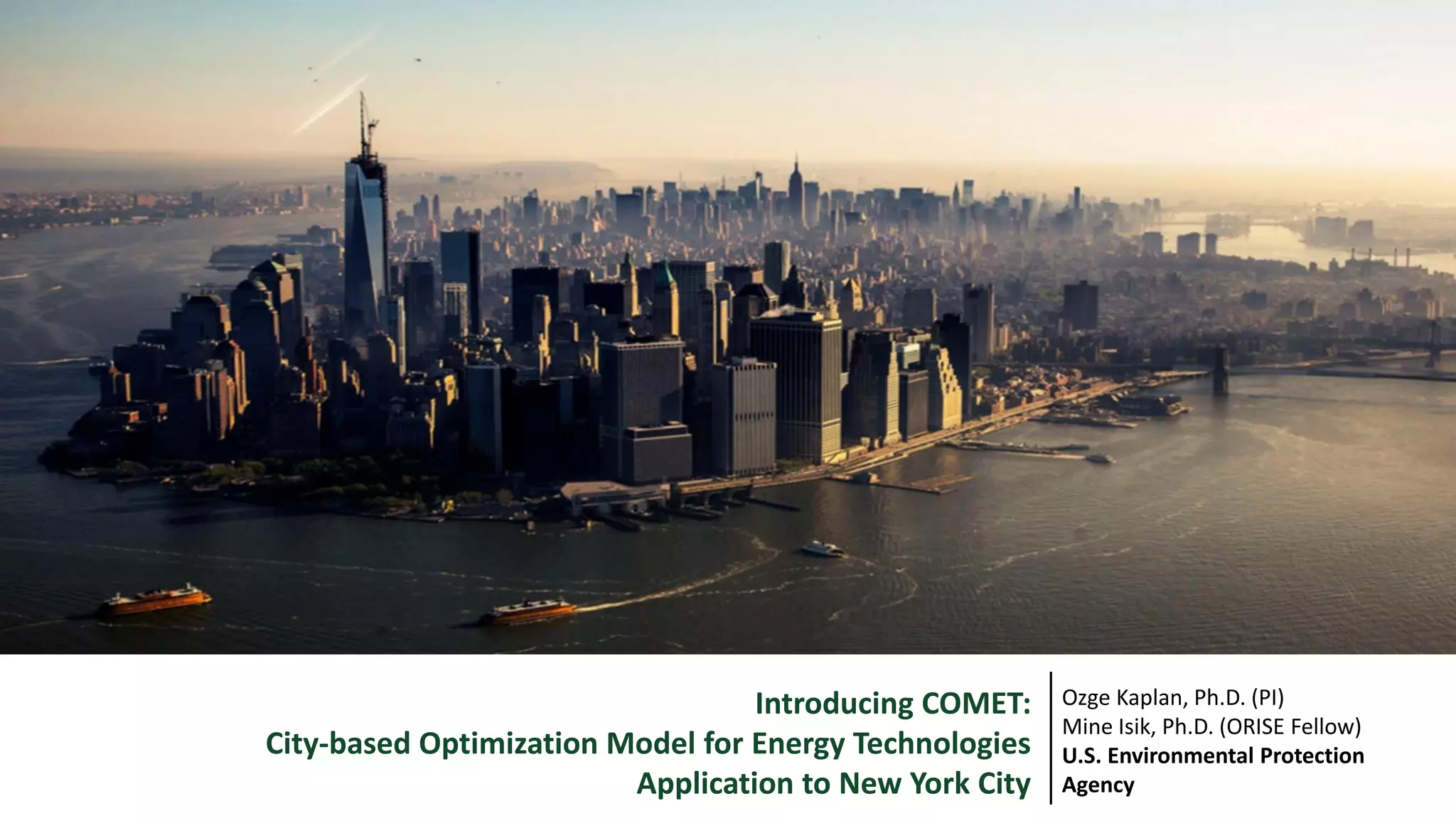 Introducing COMET: City-based Optimization Model for Energy ...