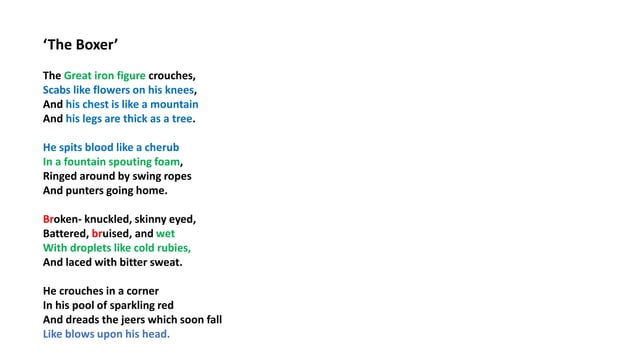 Poetry-unit-The-Boxer (poetry lesson ) | PPTX