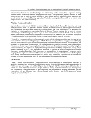 Efficient Face Features Extraction and Recognition Using Principal Component Analysis | PDF
