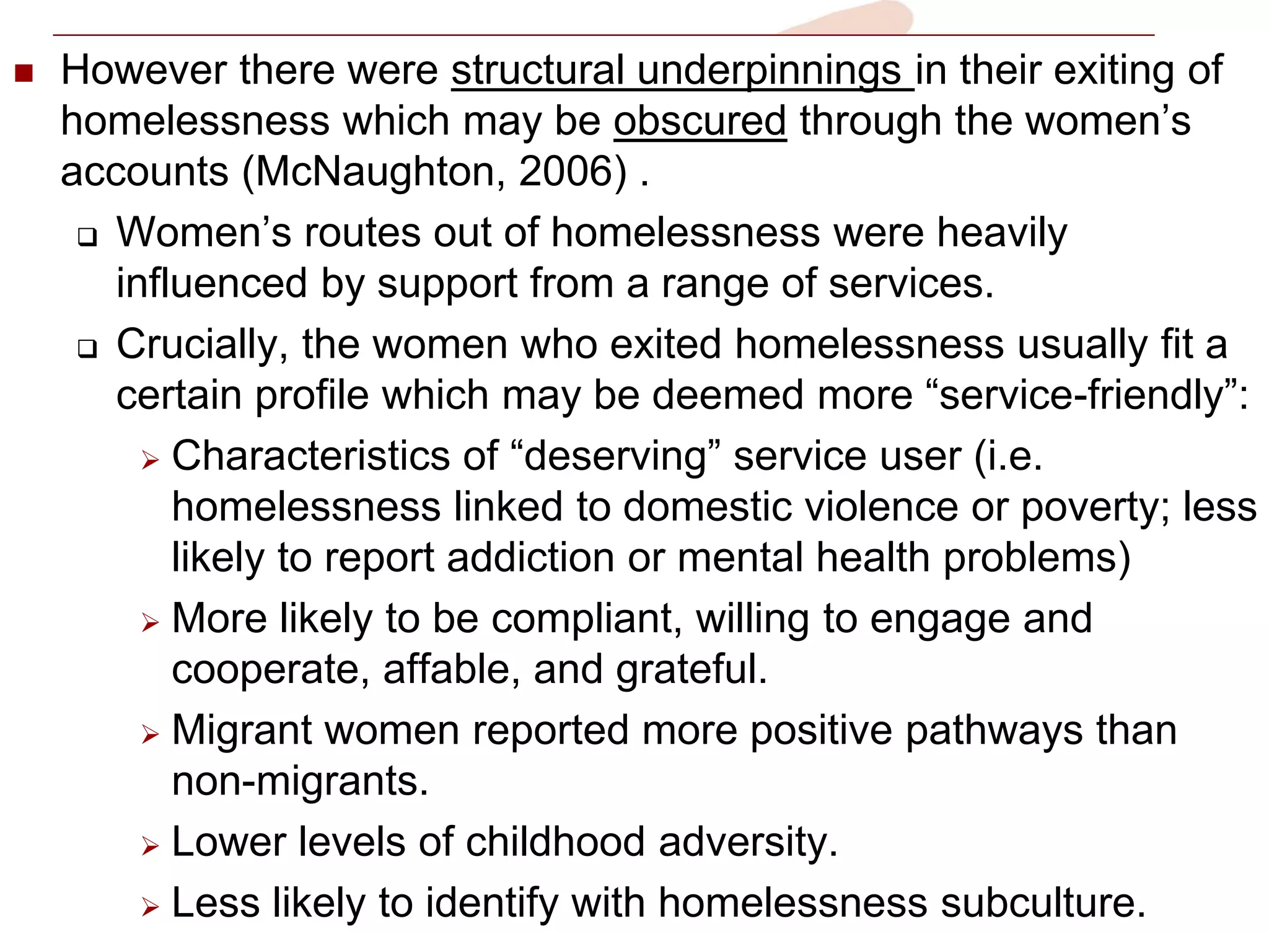 Women’s Homeless Pathways: A Longitudinal Perspective | PPT