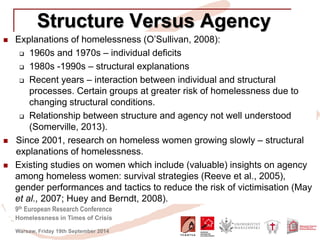 Women’s Homeless Pathways: A Longitudinal Perspective | PPT