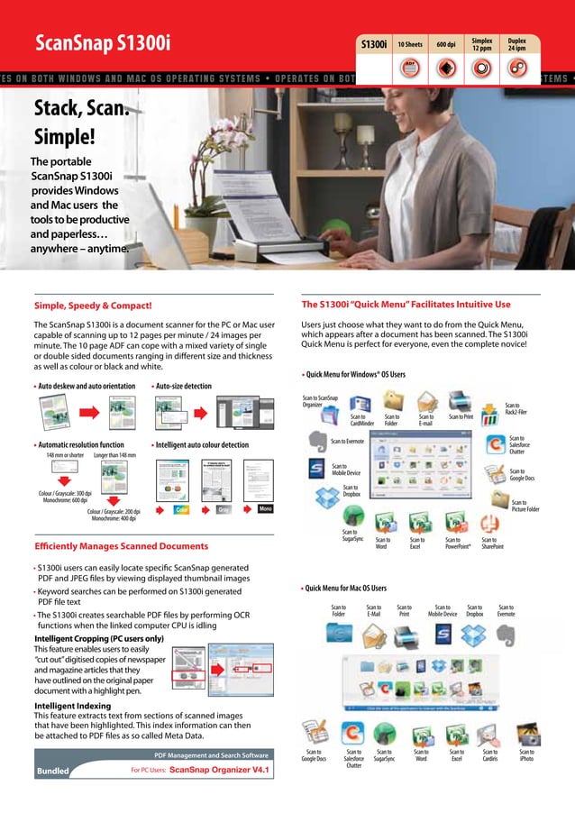 Fujitsu ScanSnap S1300i Brochure | PDF