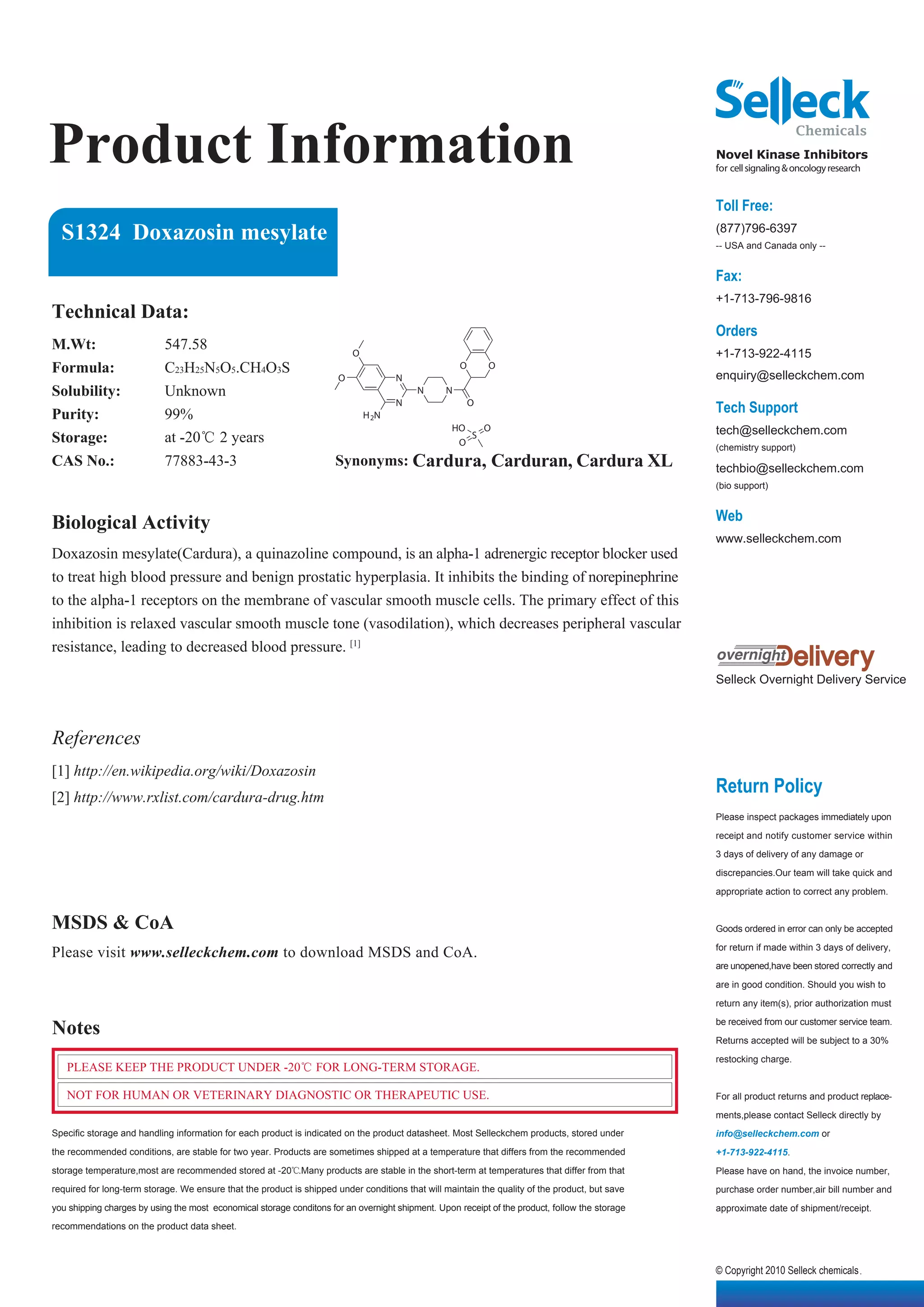 S1324 doxazosin mesylate | PDF