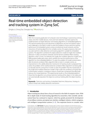real time embedded objct detection and tracking in zynq soc | PDF