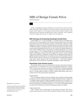 MRI of Benign Female Pelvis | PDF