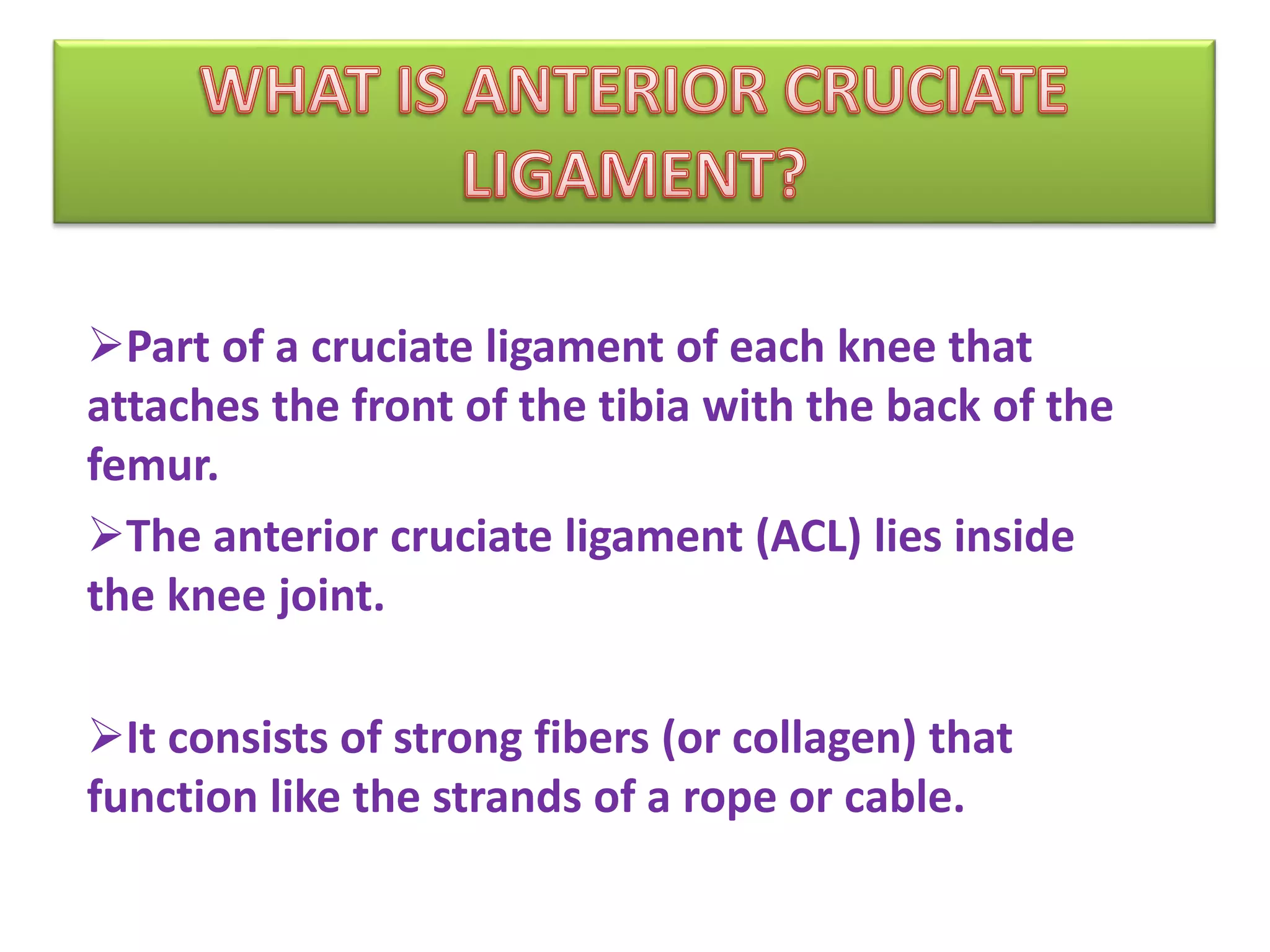 PATHOPHYSIOLOGY ANTERIOR CRUCIATE LIGAMENT INJURY | PPTX