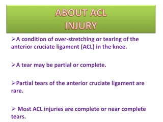 PATHOPHYSIOLOGY ANTERIOR CRUCIATE LIGAMENT INJURY | PPTX