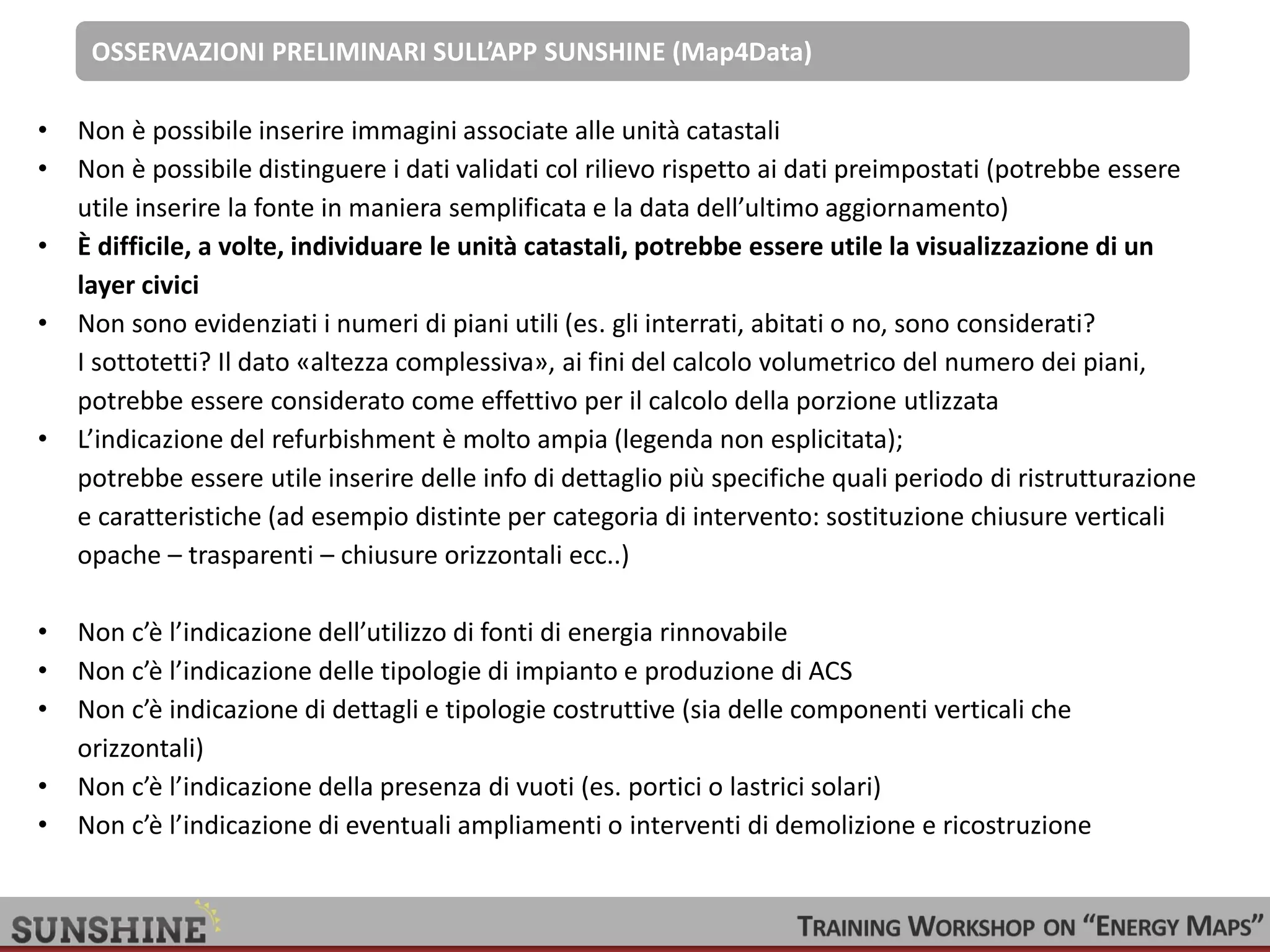 SUNSHINE Project - Map4data App (IT) | PPT