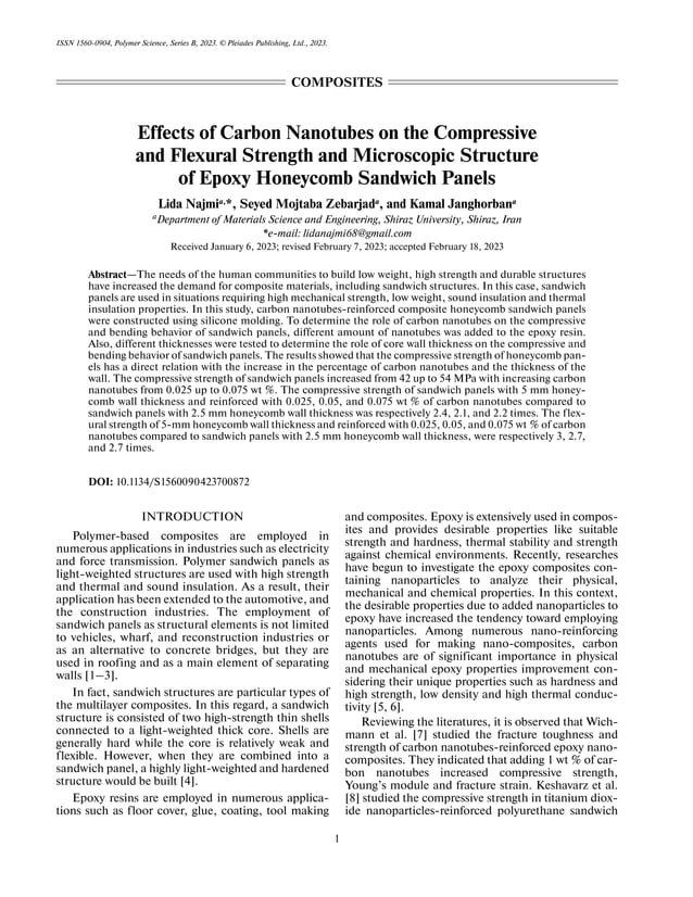 Effects of Carbon Nanotubes on the Compressive and Flexural Strength and Microscopic Structure ...