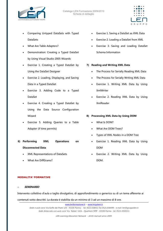 MS VISUAL STUDIO 2005 – Core data access development - Scheda corso LEN | PDF
